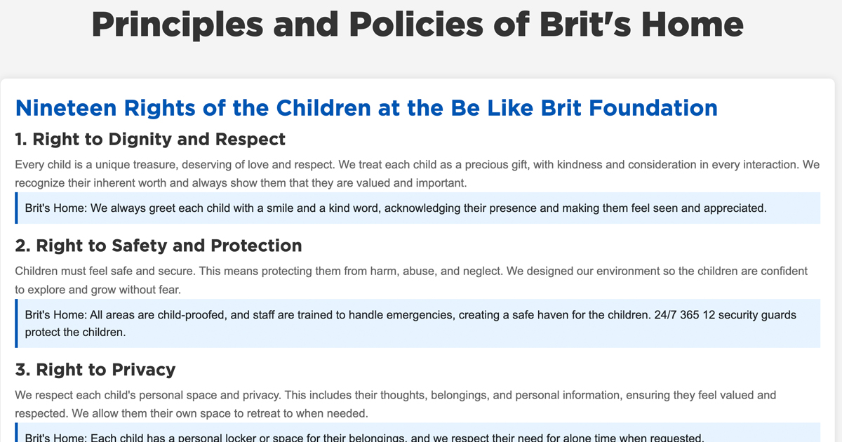 Some of your Child's Rights and Policies